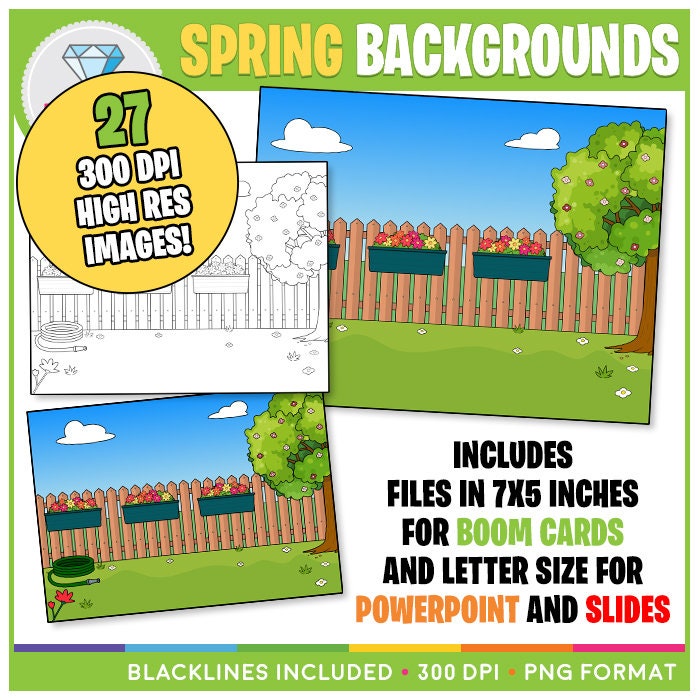 Spring Backgrounds Clip Art for BOOM CARDS, Powerpoint and Slides Cute ...