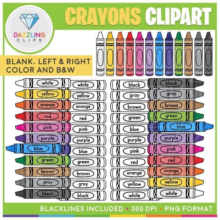 Rainbow Crayons Clipart: Educational Graphics (instant Download) - Etsy