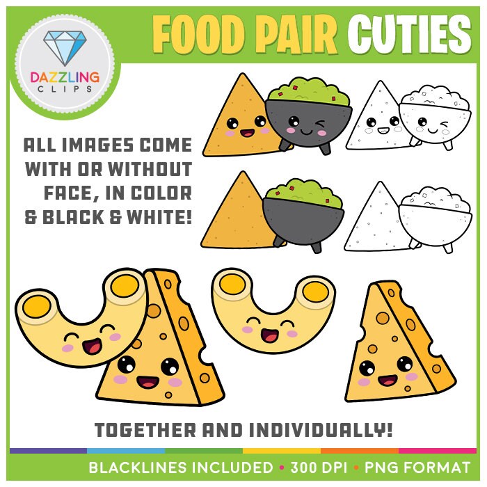 Food Pair Cuties Clipart - Kawaii Clipart - Instant Download - Food ...