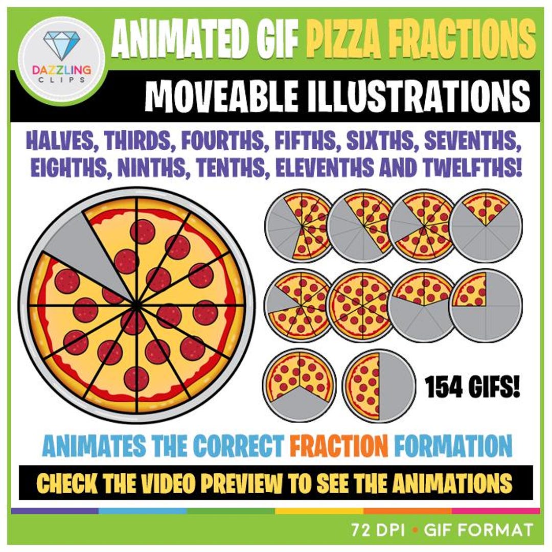 Moveable Animated GIF Pizza Fractions Clip Art (2-12) - Etsy UK