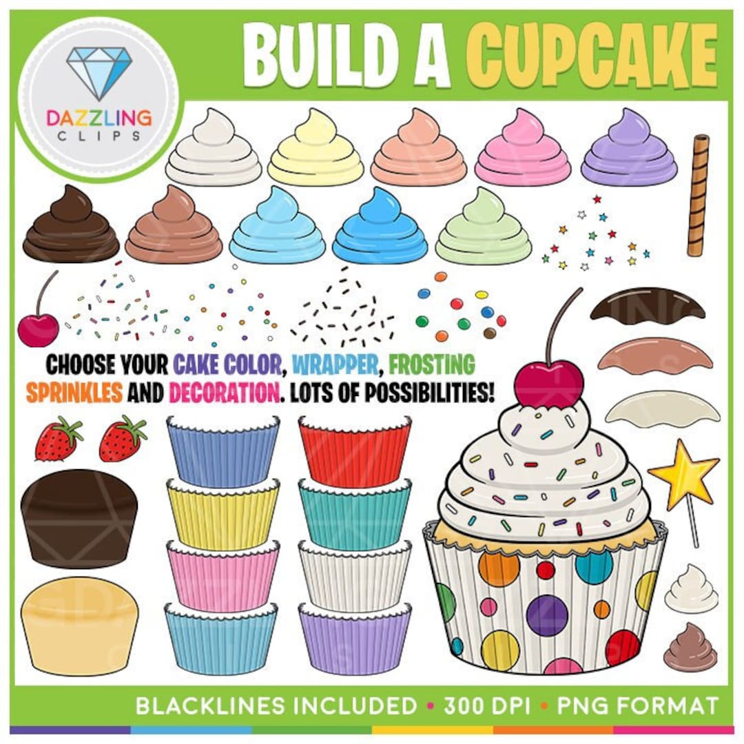 Build a Cupcake Clip Art - Children's Activities - Cute Clipart ...