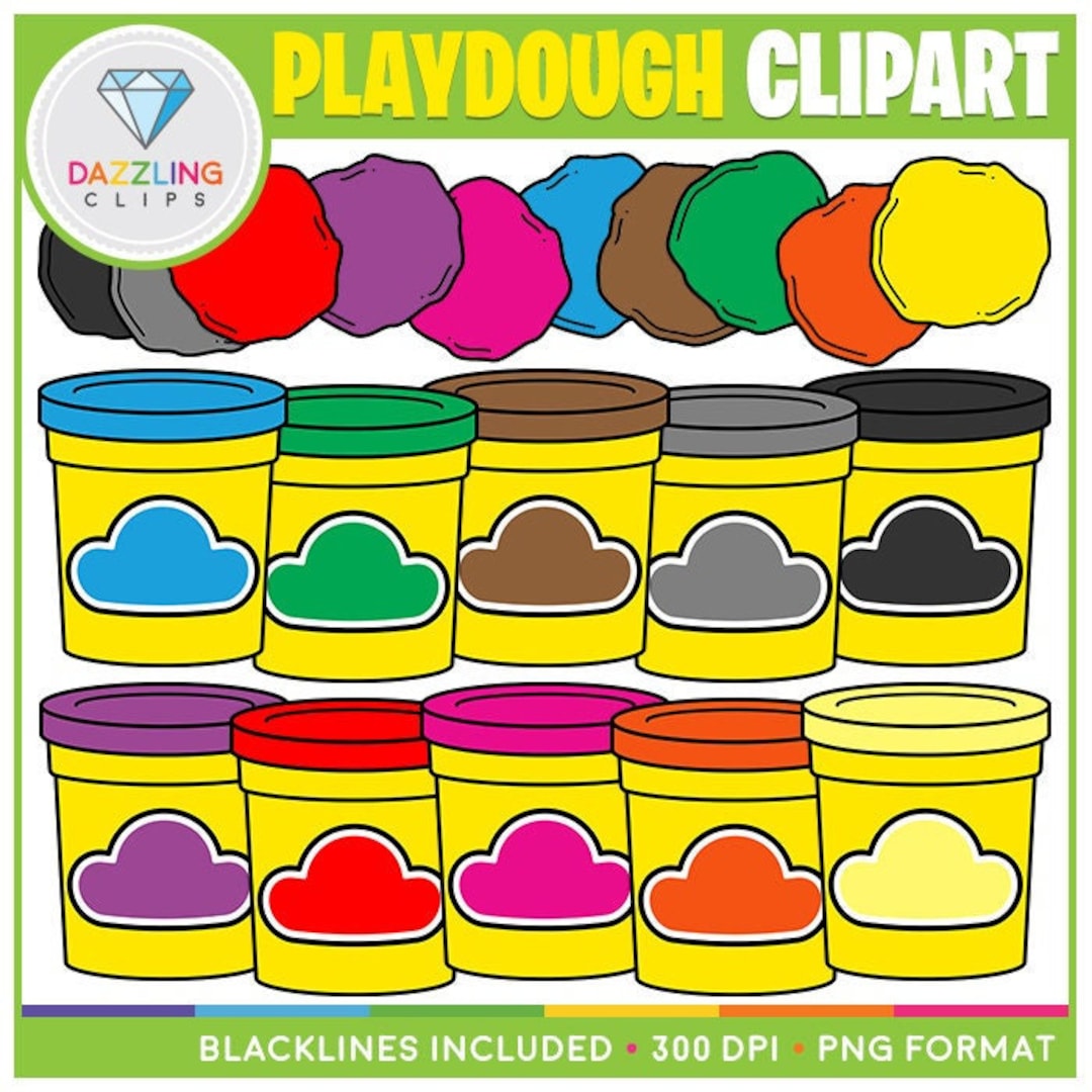 Playdough Cans & Balls Clipart: Educational Graphics (instant Download ...