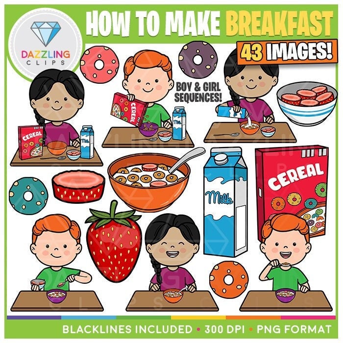 How to Make Breakfast Sequence Clipart - Instant Download - Educational ...