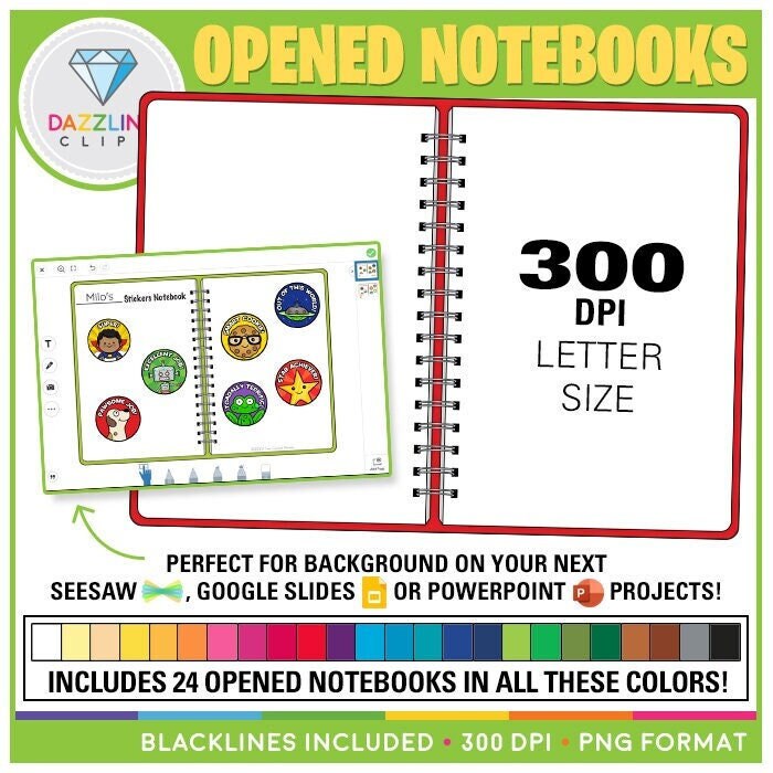 Opened Notebooks Clip Art (blank) - Notebook Clipart - Instant Download ...