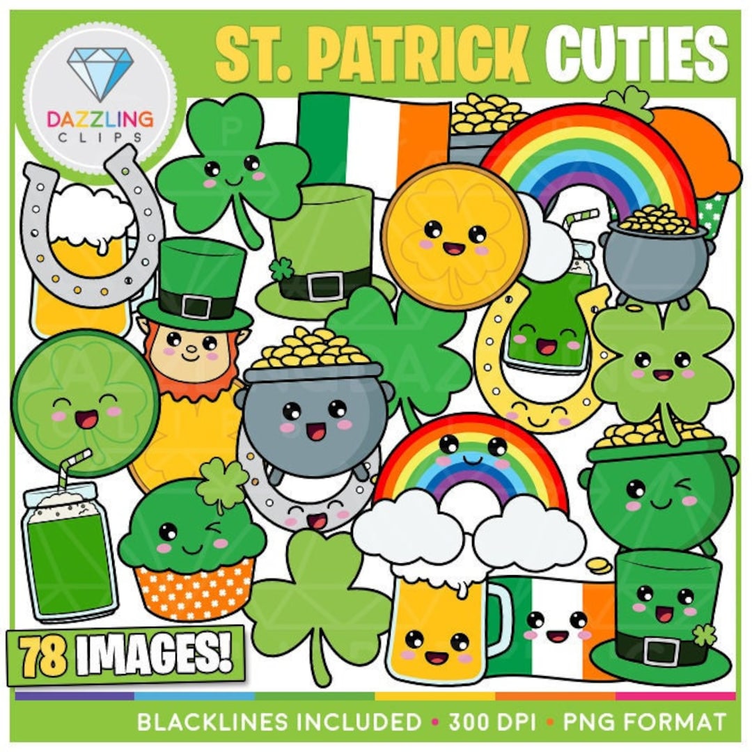 St. Patrick's Day Cuties Clipart - Kawaii Clipart - Instant Download ...