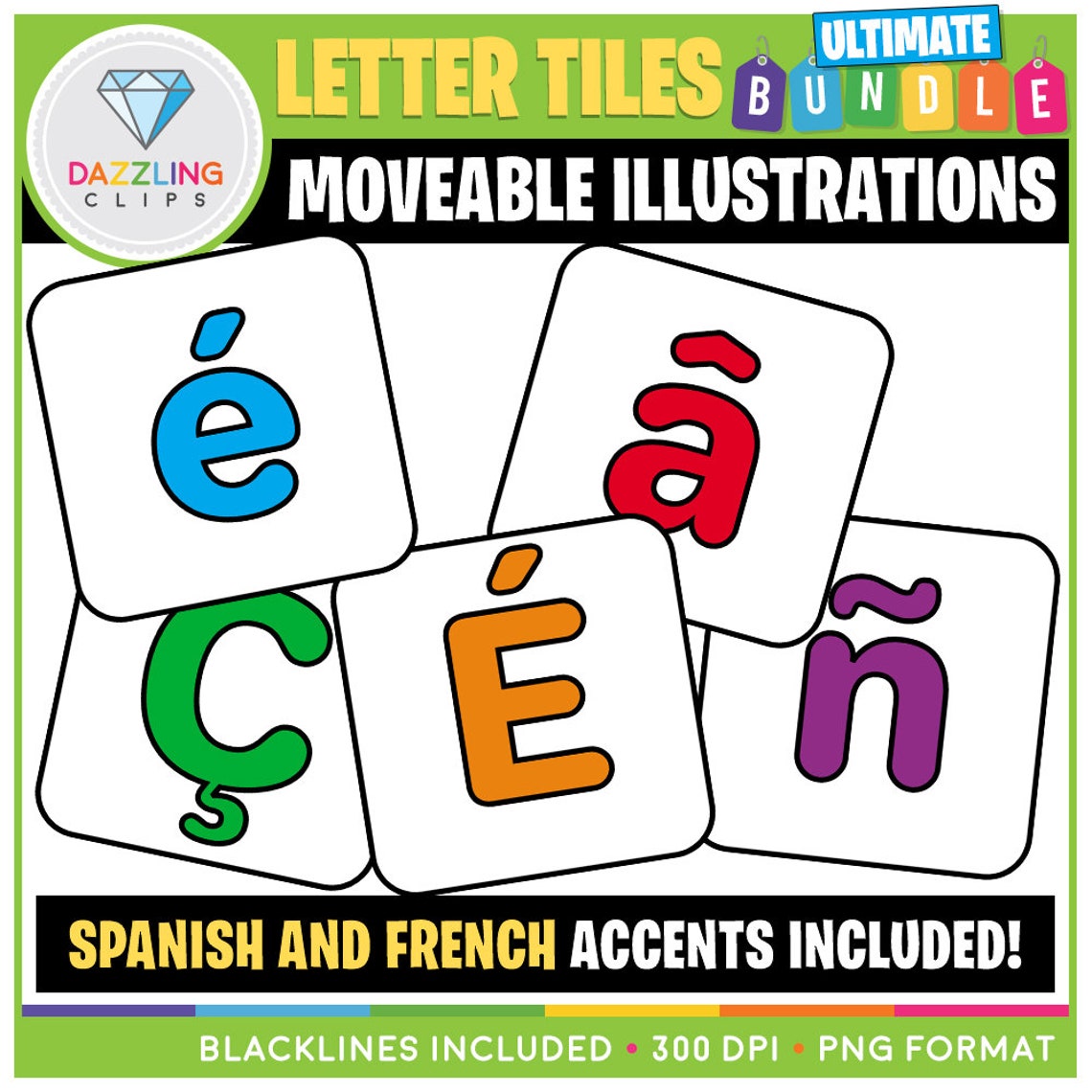 Moveable Letter Tiles Clipart ULTIMATE BUNDLE - 768 Images!- Instant ...