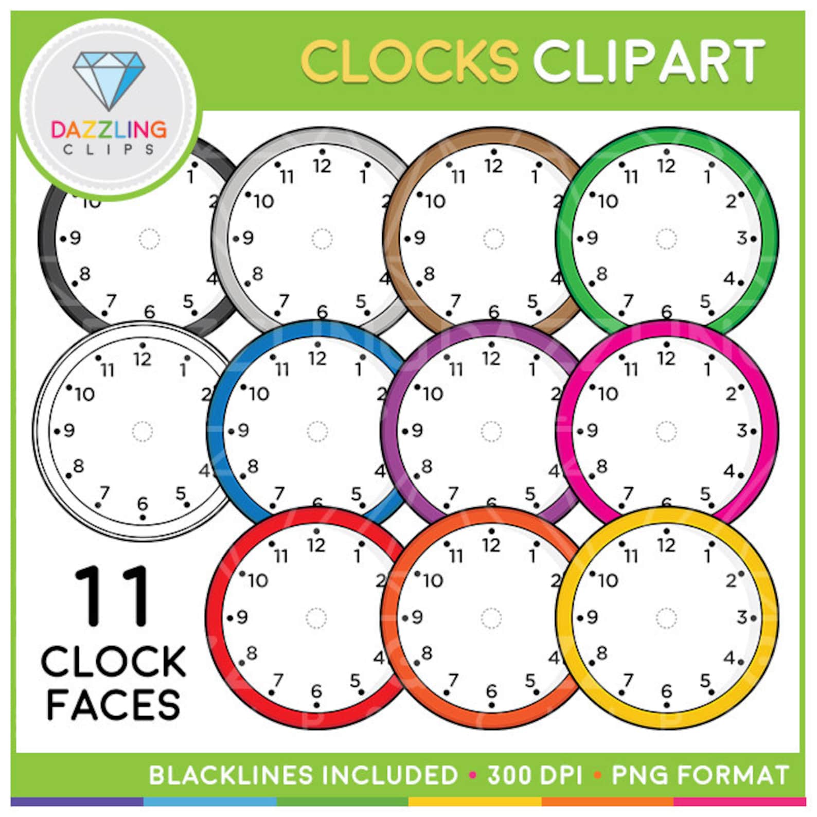 Digital and Analog Clock Clipart - Instant Download - Educational ...