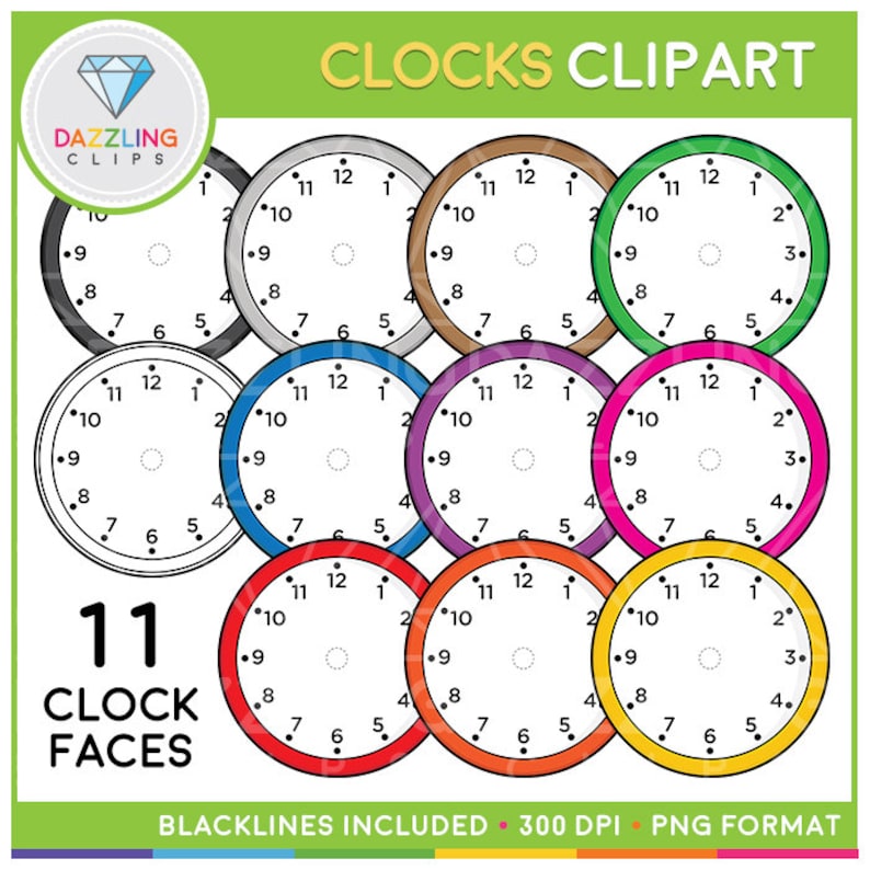 Digital and Analog Clock Clipart - Instant Download - Educational ...
