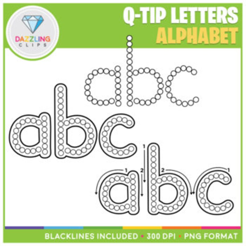 Q-tip Letters Alphabet Clip Art Instant Download Educational Clipart ...