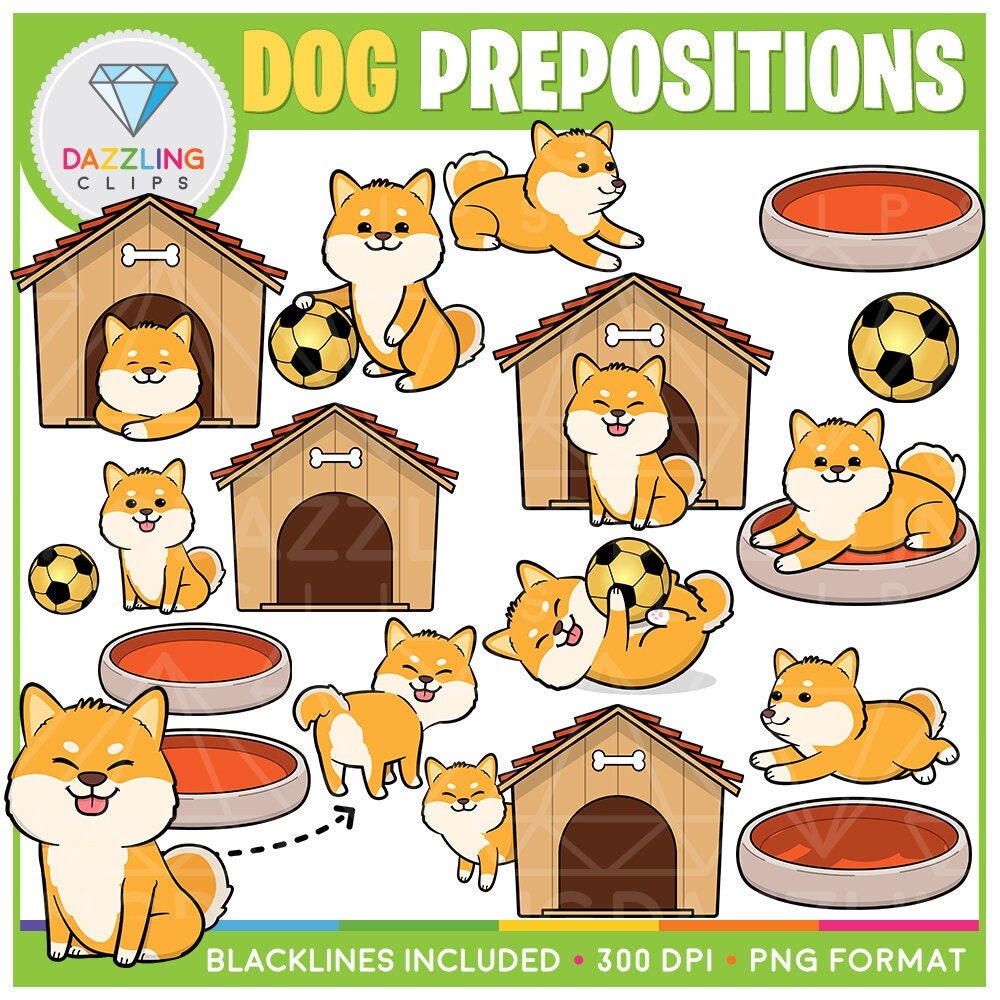 Dog Prepositions / Positional Word Clipart - Prepositions Clipart ...