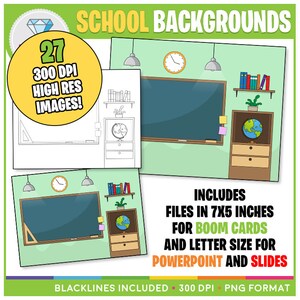 School Backgrounds Clip Art - for BOOM CARDS, Powerpoint and Slides ...