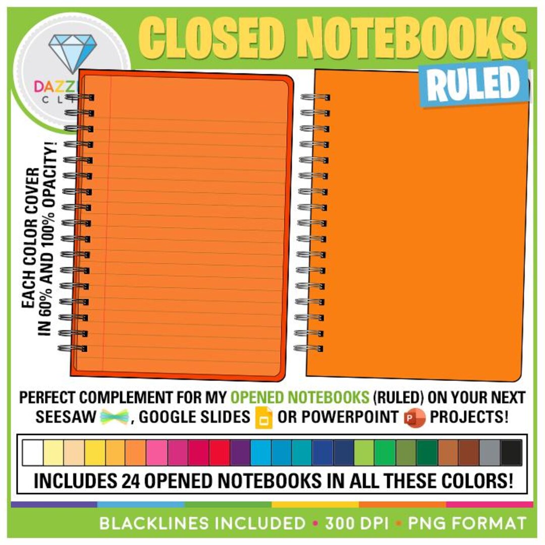 Ruled Notebooks Clip Art: Rainbow Colors (instant Download) - Etsy