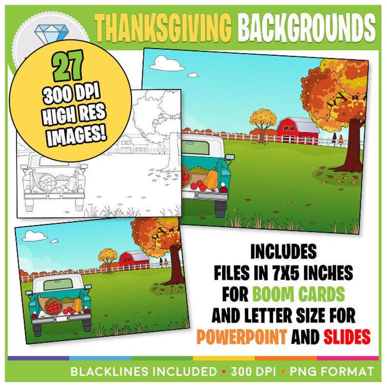 Thanksgiving Backgrounds Clip Art: Digital Paper for Boom Cards ...