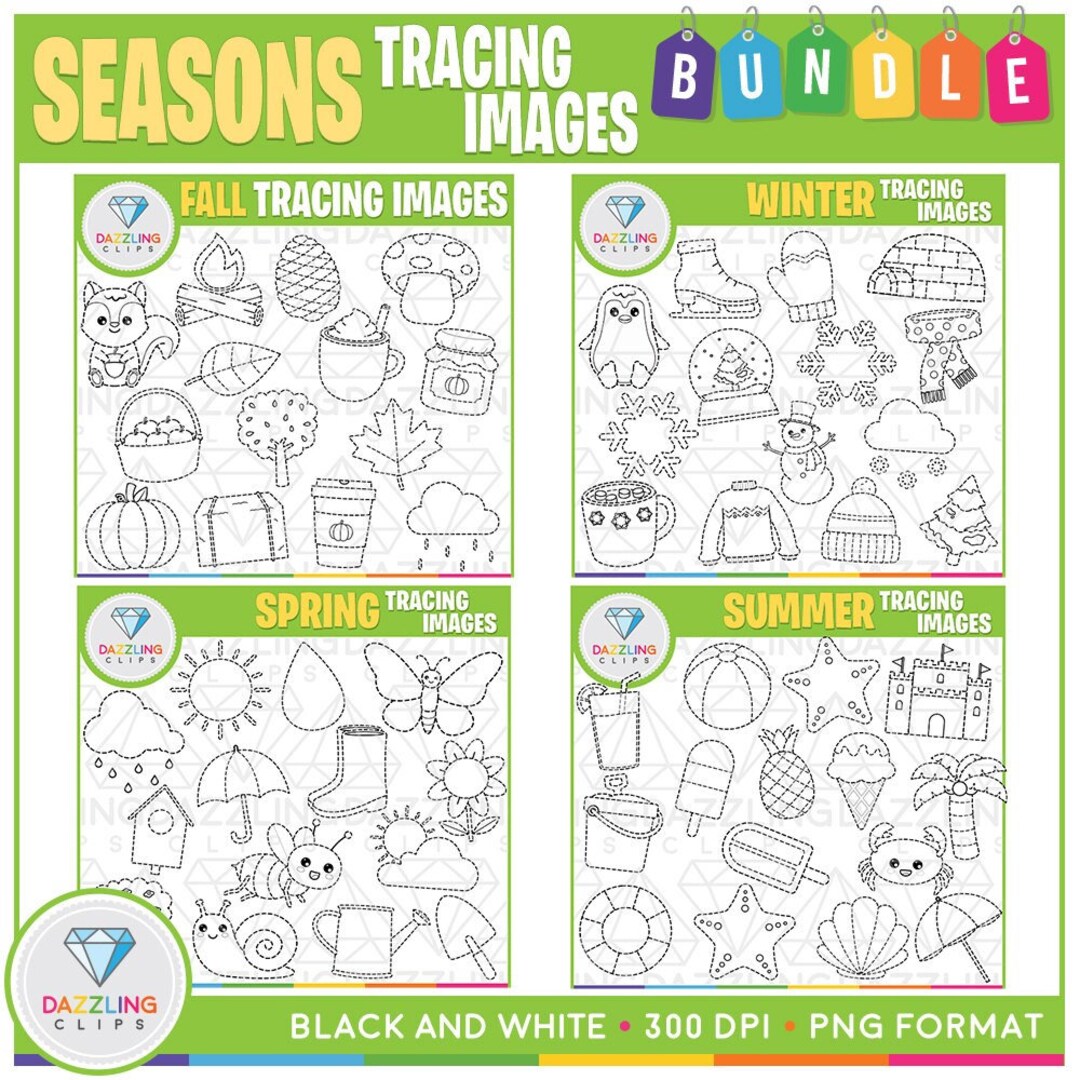 Seasons Tracing Images Clipart BUNDLE! - Winter Download - Instant ...