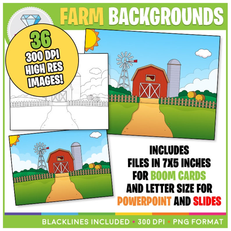 Farm Backgrounds Clip Art - for BOOM CARDS, Powerpoint and Slides ...