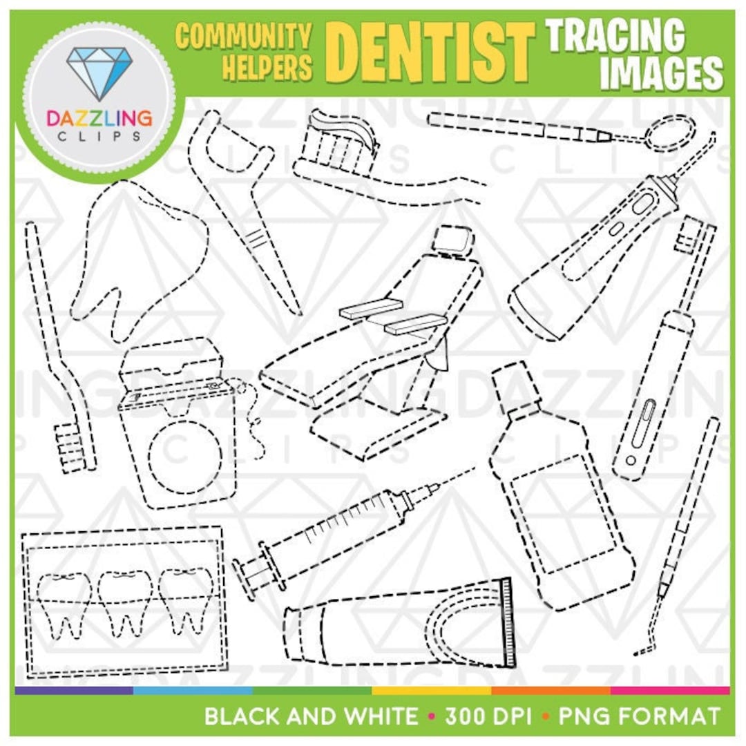 Community Helpers: Dentist Tracing Images Clip Art- Instant Download ...