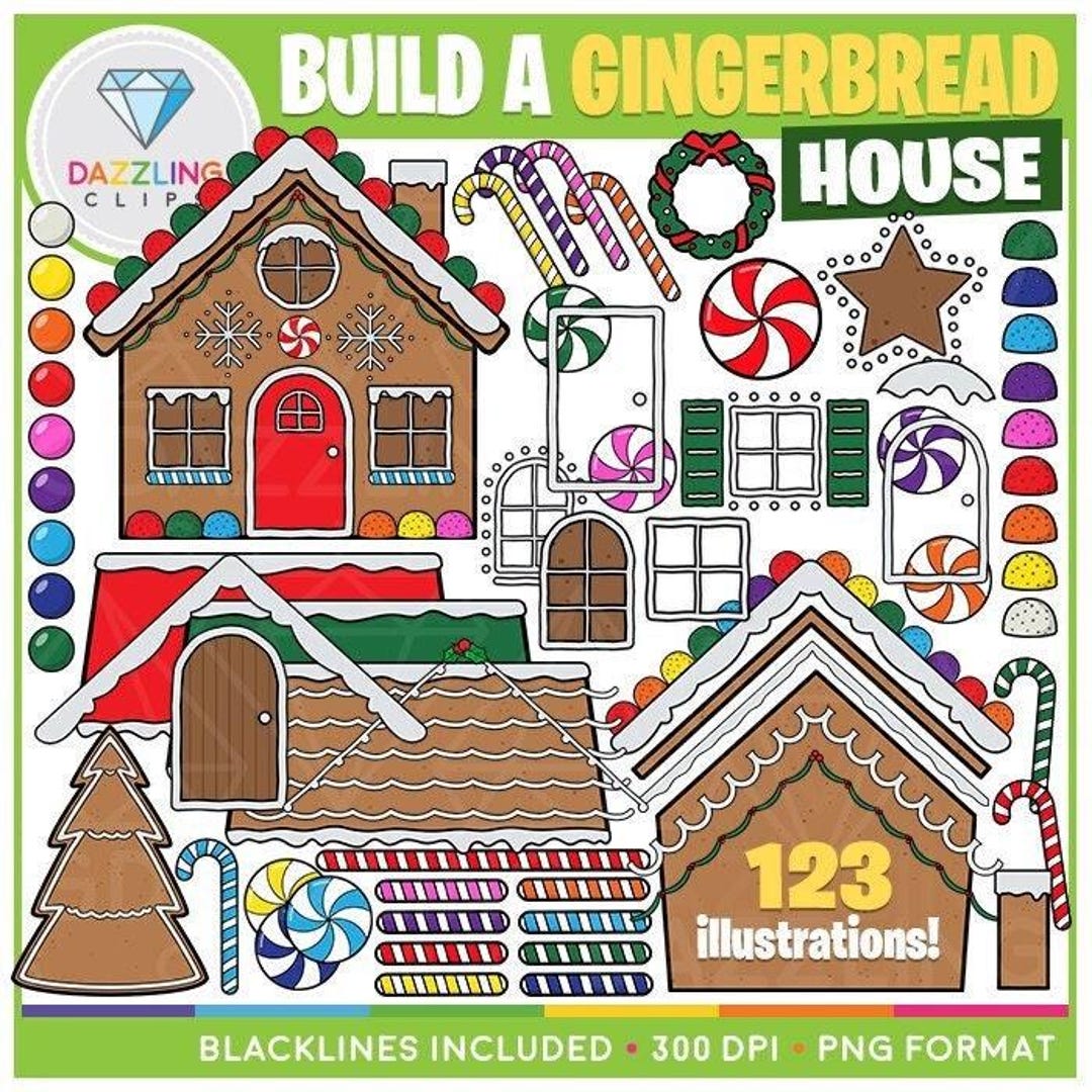Gingerbread House Clip Art: DIY Christmas Decorations (instant Download ...
