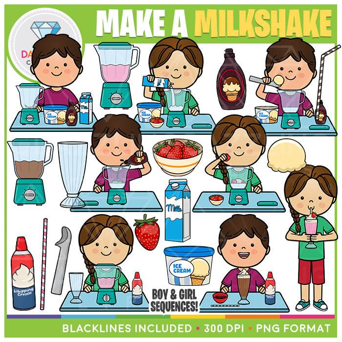How to Make a Milkshake Sequence Clipart - Clipart - Instant Download ...