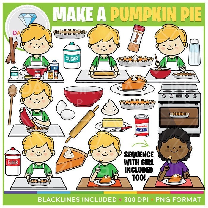 How to Make a Pumpkin Pie Clip Art Clipart Instant Download Educational ...