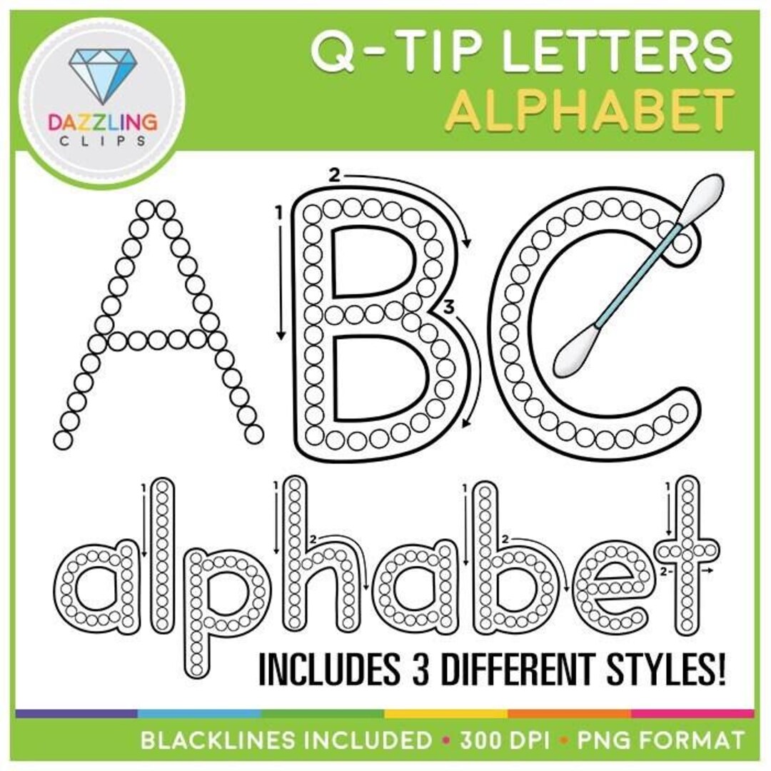 Q-tip Letters Alphabet Clip Art - Instant Download - Educational ...