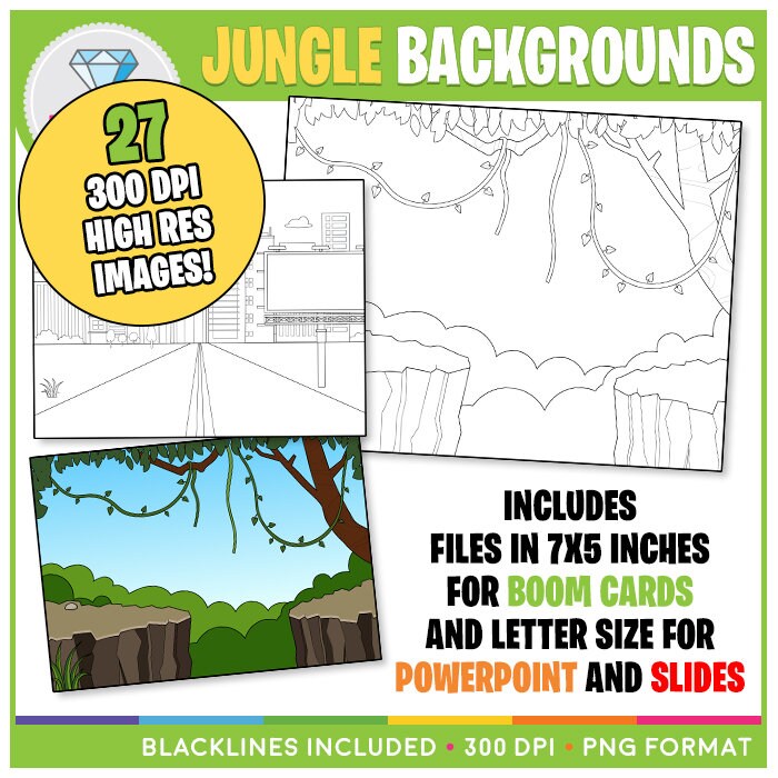Jungle Backgrounds Clip Art - for BOOM CARDS, Powerpoint and Slides ...