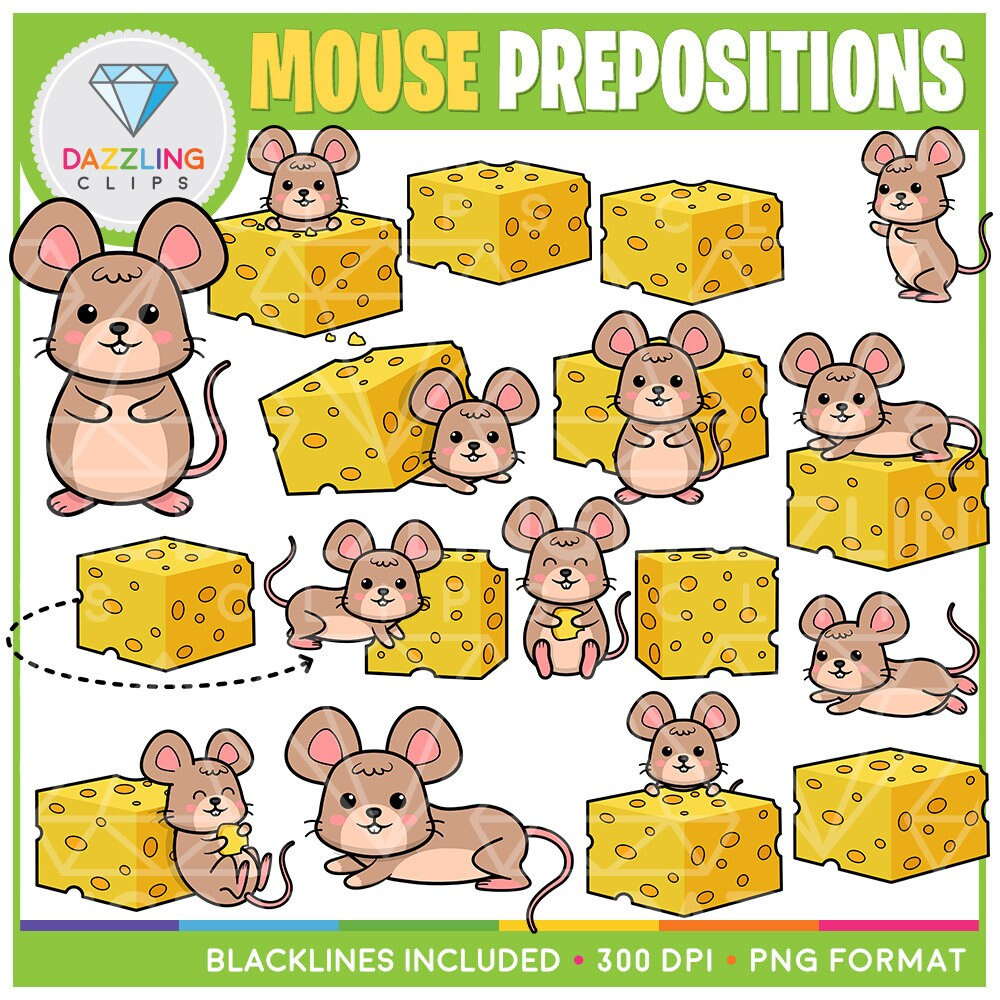 Mouse Prepositions / Positional Word Clipart - Prepositions Clipart ...