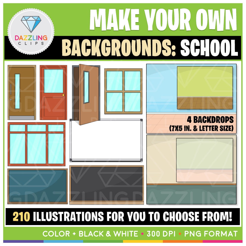 Make Your Own Backgrounds Clip Art: School - for BOOM CARDS, Powerpoint ...