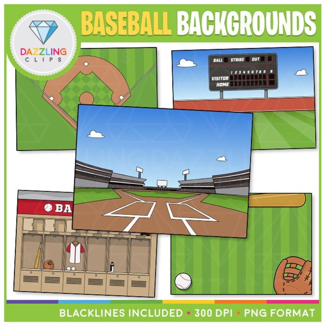 Baseball Backgrounds Clip Art - for BOOM CARDS, Powerpoint and Slides ...