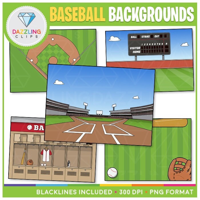 Baseball Backgrounds Clip Art - for BOOM CARDS, Powerpoint and Slides ...