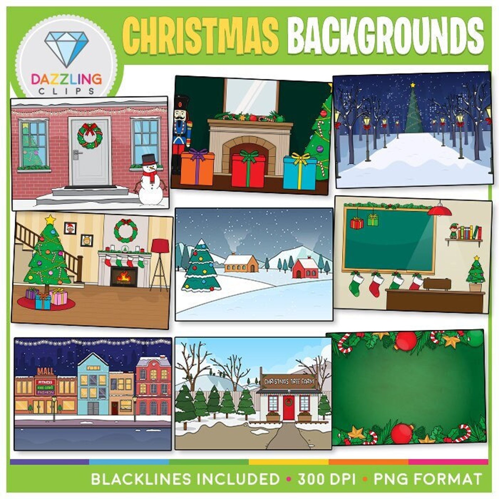 Christmas Backgrounds Clip Art - for BOOM CARDS, Powerpoint and Slides ...
