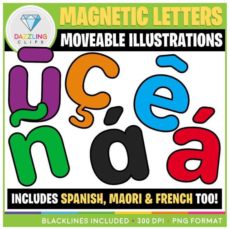 Moveable Magnetic Letters Clipart - 1032 Images - Instant Download ...