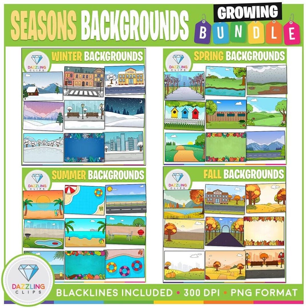 Seasons Backgrounds Clip Art Bundle: Educational Clipart (digital ...
