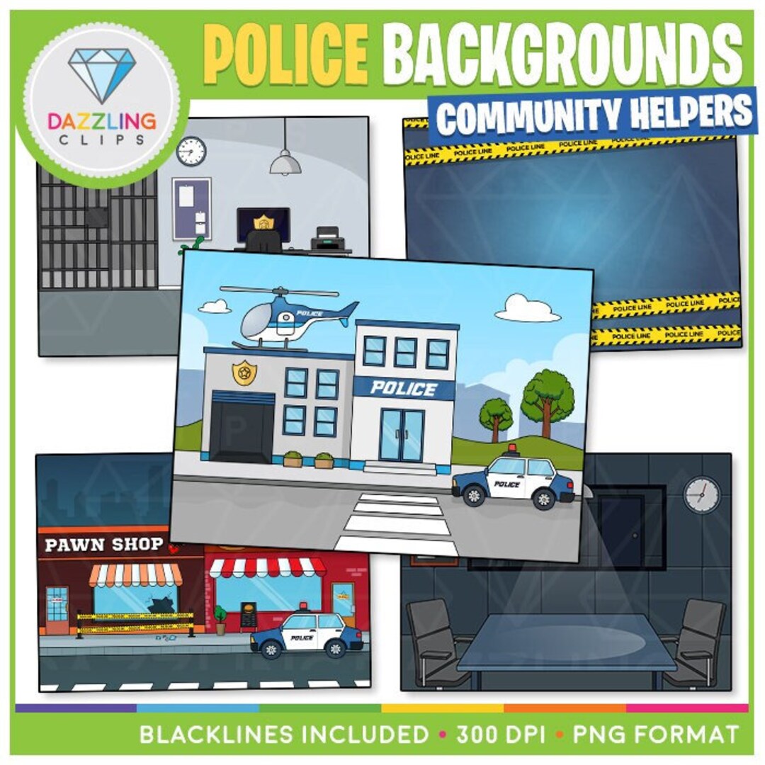 Community Helpers Police Backgrounds Clip Art- for BOOM CARDS ...