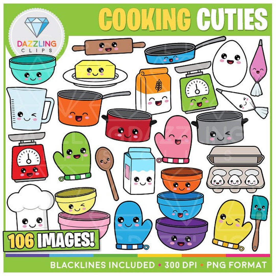 Cooking Cuties Clipart - Kawaii Clipart - Instant Download - Food ...