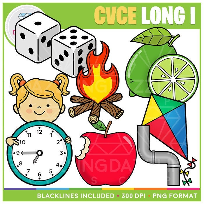 Cvce Long I Clip Art - Clipart - Instant Download - Educational Clipart ...