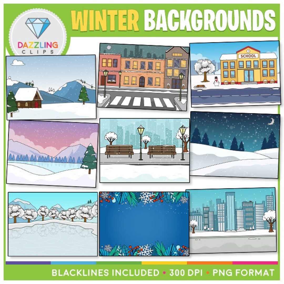 Winter Backgrounds Clip Art- for BOOM CARDS, Powerpoint and Slides ...