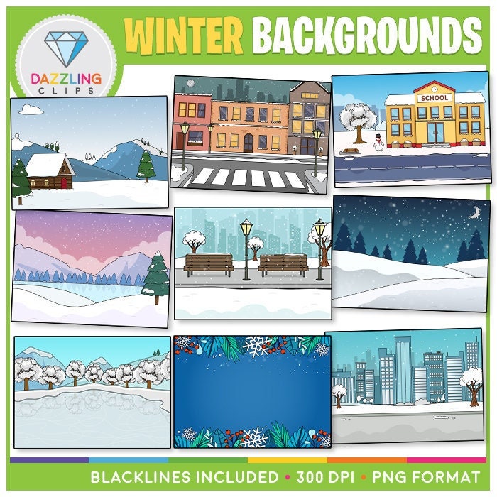 Winter Backgrounds Clip Art- for BOOM CARDS, Powerpoint and Slides ...