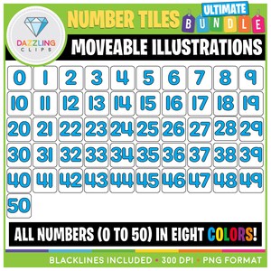 Moveable Number Tiles Clipart ULTIMATE BUNDLE - 408 Images! - Instant ...
