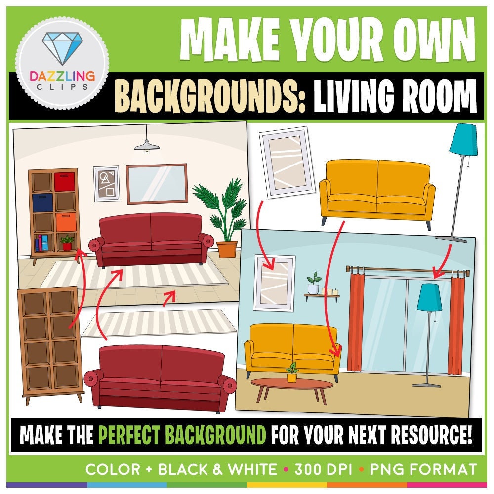 Make Your Own Backgrounds Clip Art: Living Room - for BOOM CARDS ...
