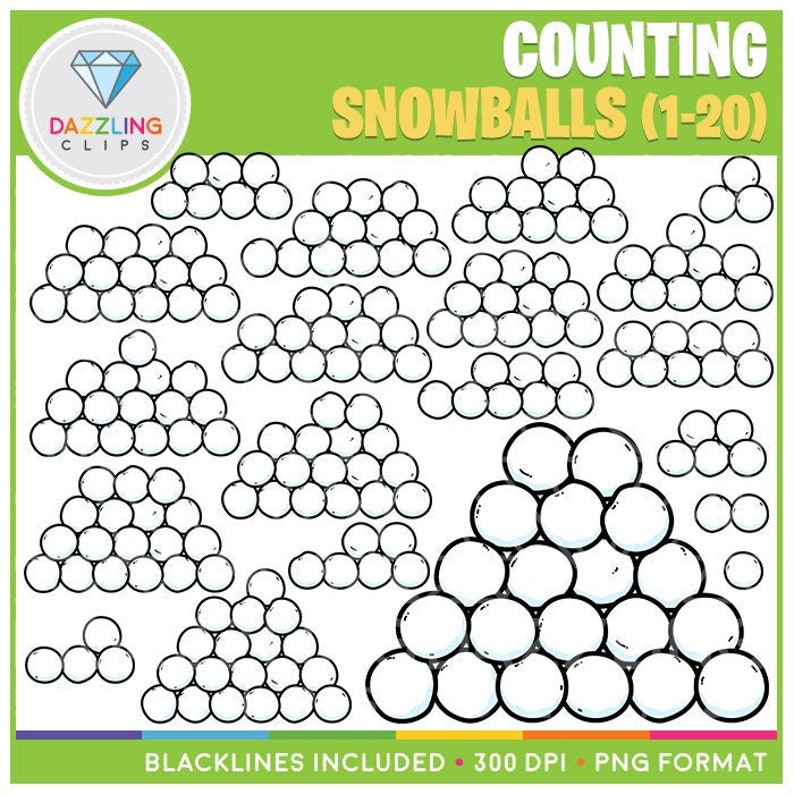 Counting Snowballs Clipart - Counting Clipart - Instant Dowload ...
