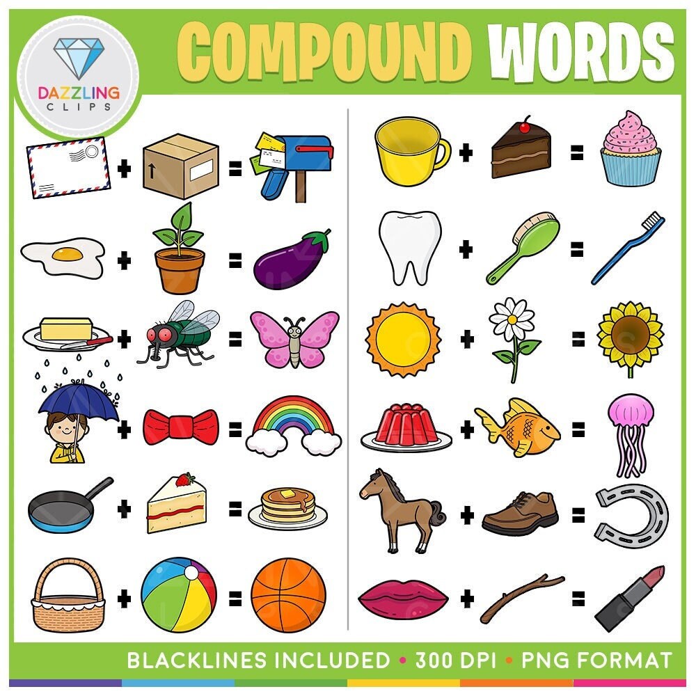 Compound Words Clip Art Clipart Instant Download Educational Compound Words Clip Art Clipart Instant Download Educational