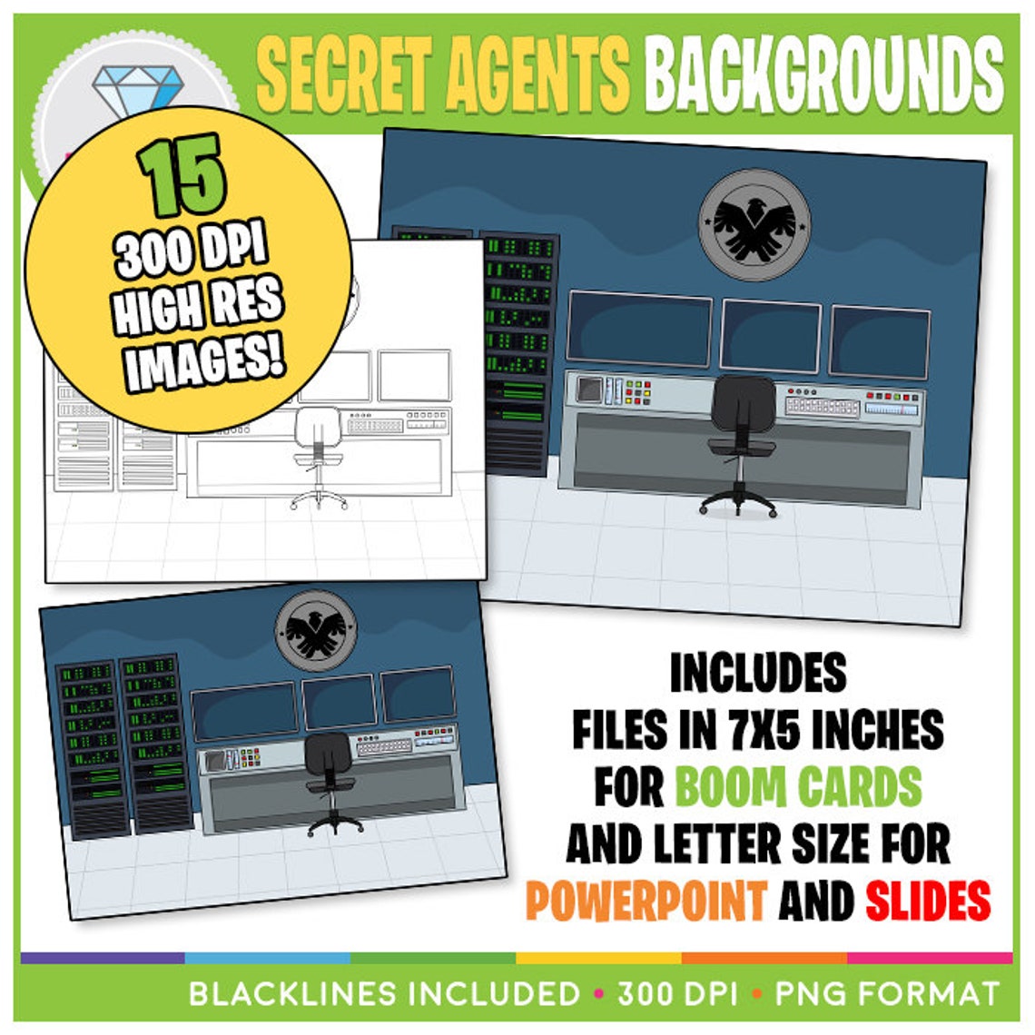 Secret Agents Backgrounds Clip Art- for BOOM CARDS, Powerpoint and ...