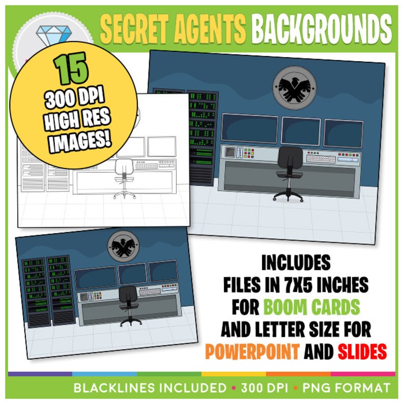 Secret Agents Backgrounds Clip Art- for BOOM CARDS, Powerpoint and ...