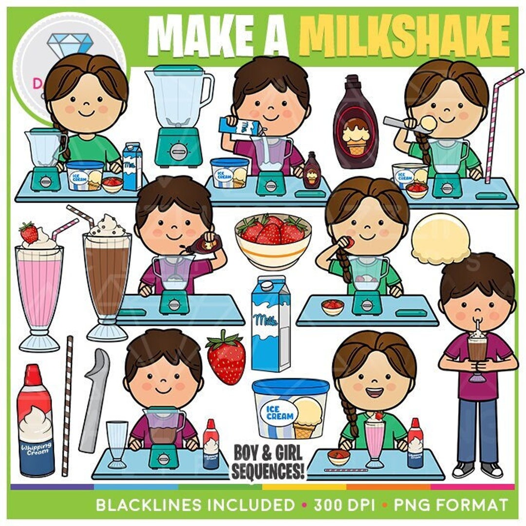 How to Make a Milkshake Sequence Clipart - Clipart - Instant Download ...