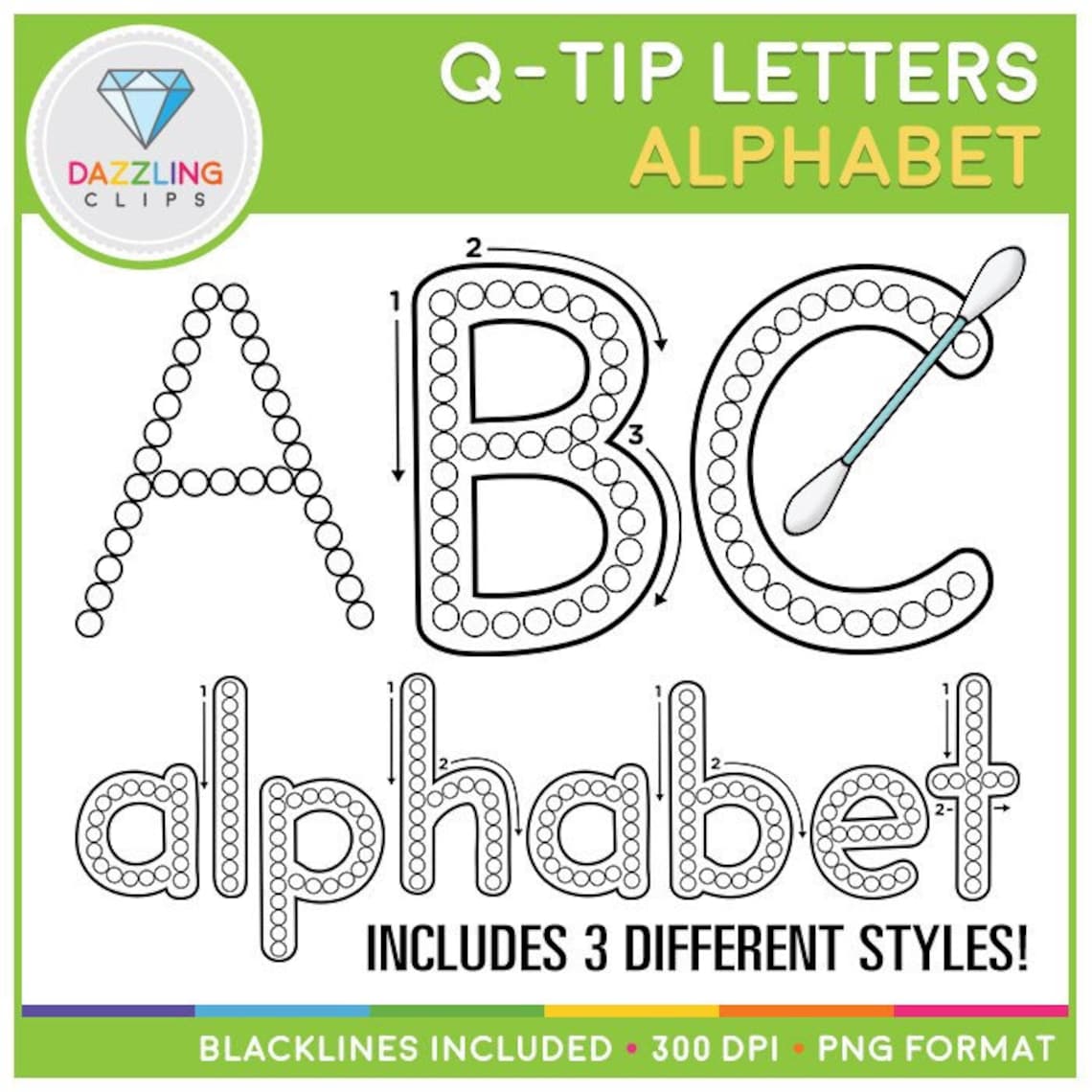 Q-tip Letters Alphabet Clip Art Instant Download Educational Clipart ...