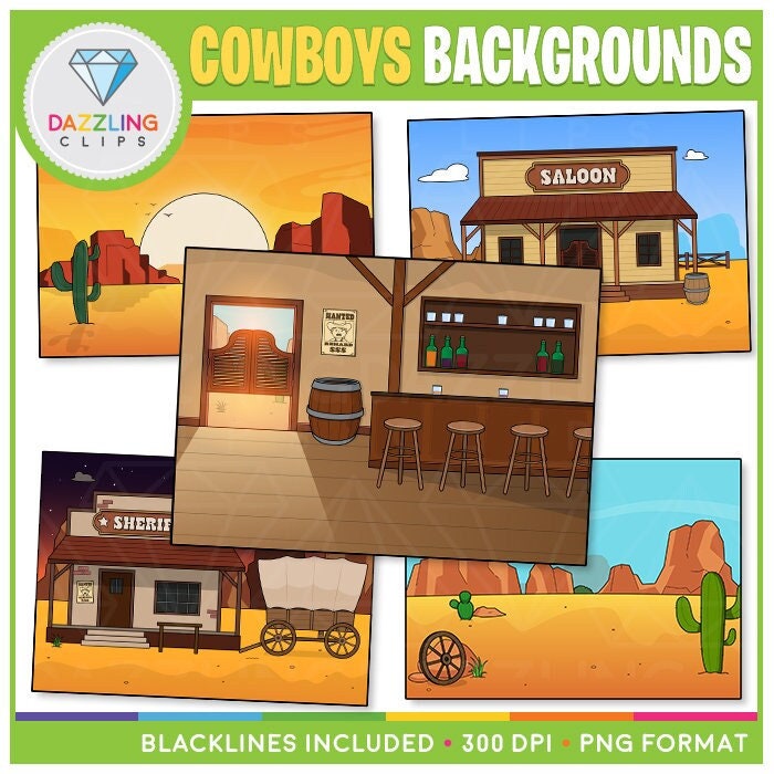 Western Cowboys Backgrounds Clip Art- for BOOM CARDS, Powerpoint and ...