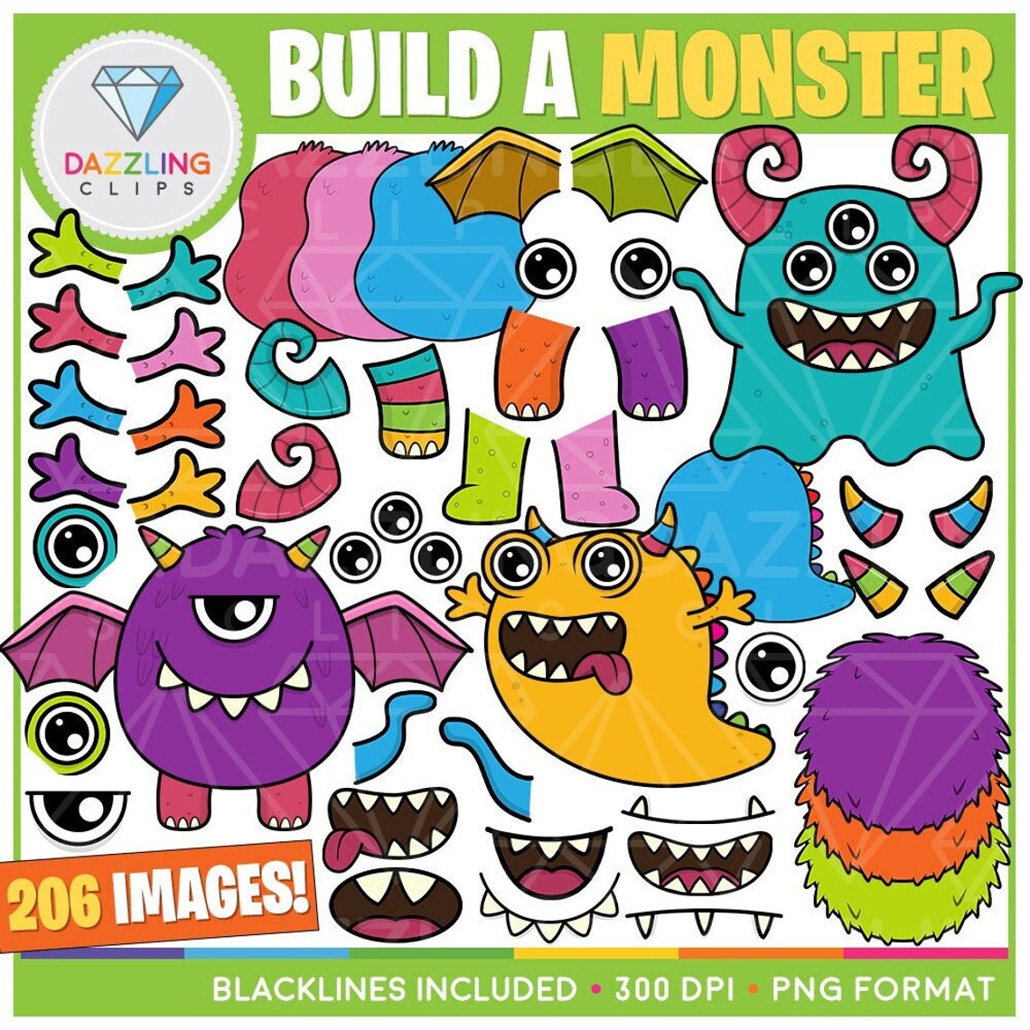Build a Monster Clipart - 206 Illustrations! - Children's Activities ...