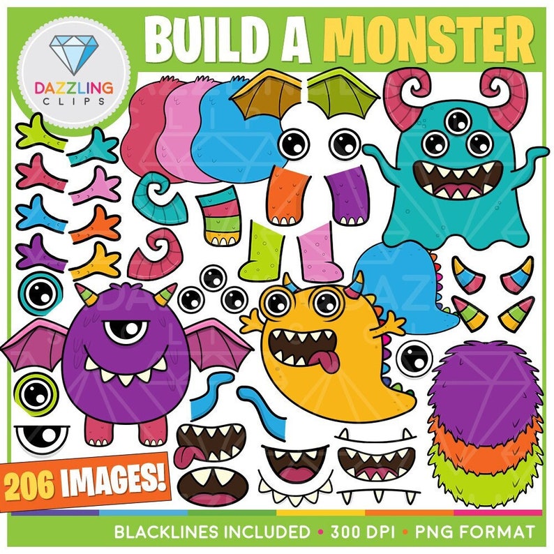 Build a Monster Clipart - 206 Illustrations! - Children's Activities ...
