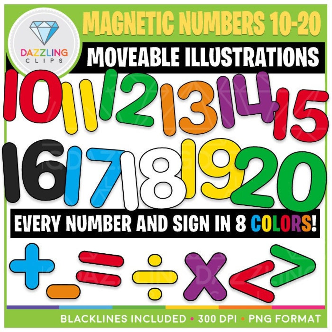 Moveable Magnetic Numbers Clipart (10 to 20)- Instant Download ...