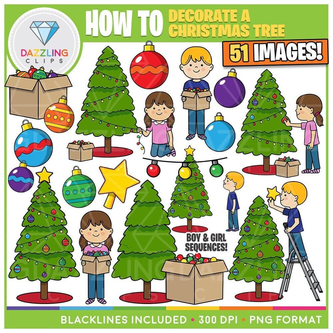 How to Decorate a Christmas Tree Sequencing - Clipart - Instant ...